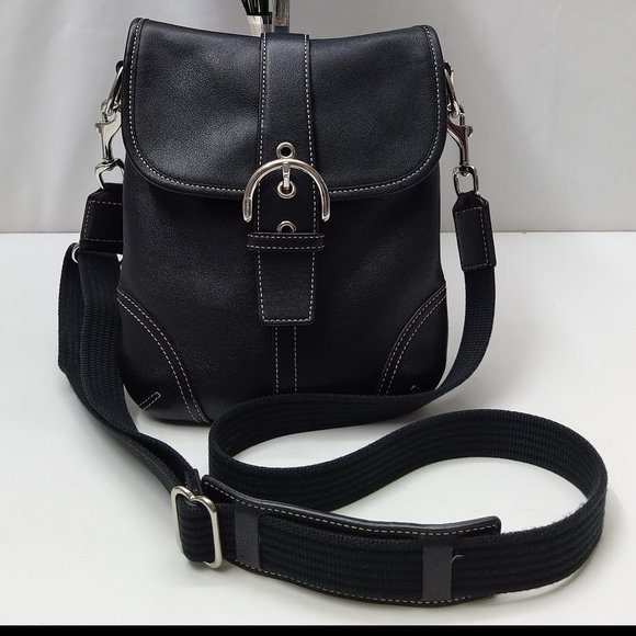 Coach | Bags | Coach Soho Black Leather Buckle Flap Closure Crossbody ...